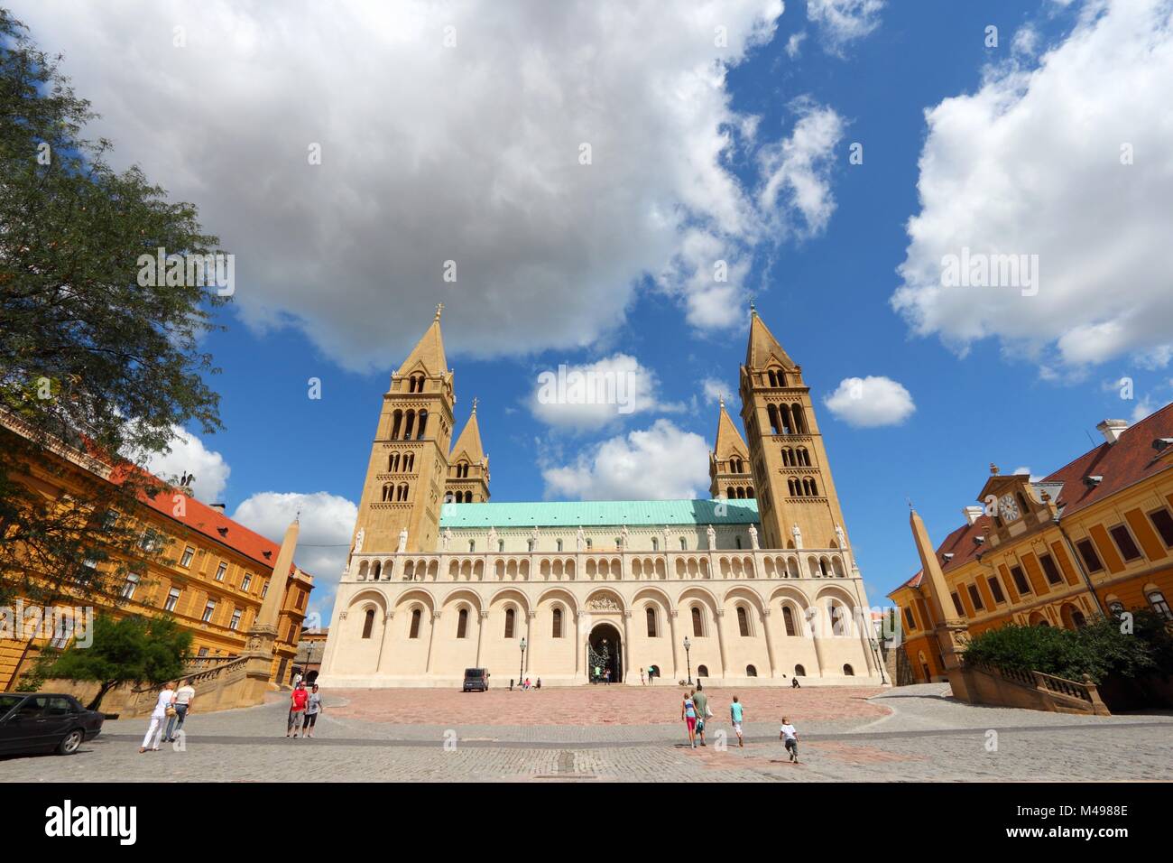 PECS, HUNGARY - AUGUST 12: People visit the cathedral on August 12 ...