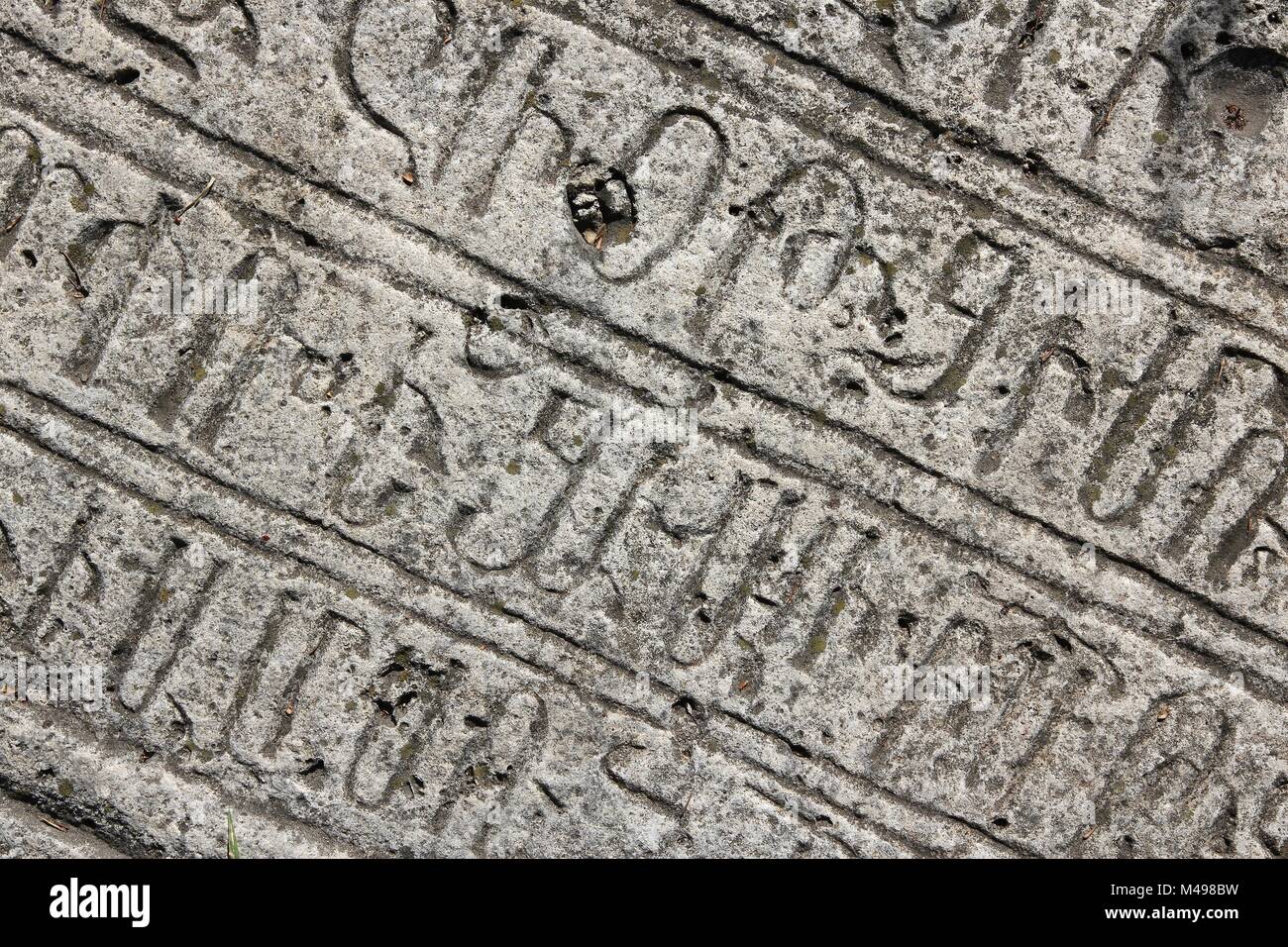 Belgrade, Serbia - ancient writing on a very old grave stone Stock ...