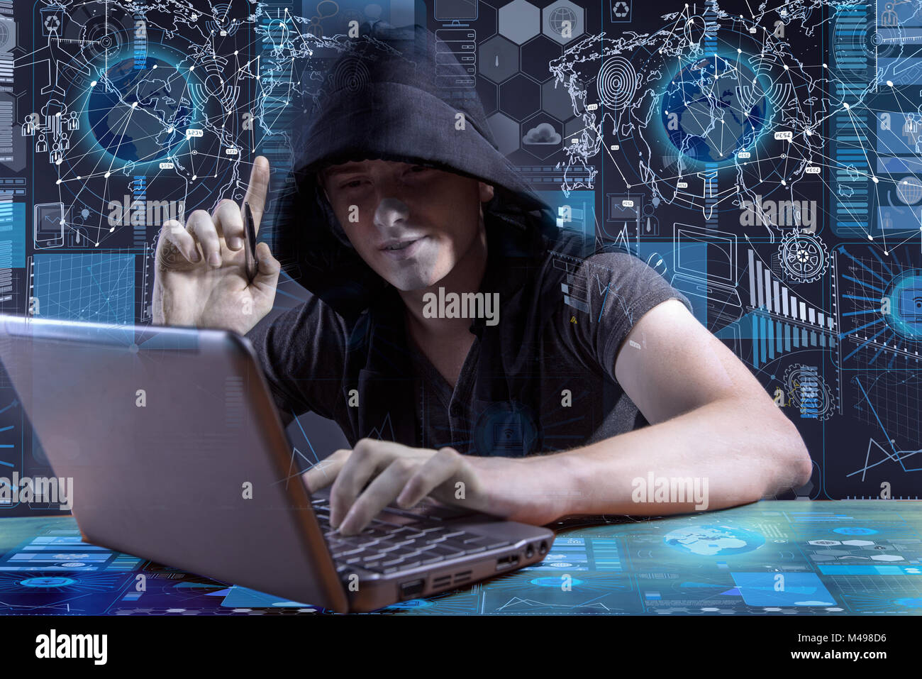 Young hacker in data security concept Stock Photo - Alamy