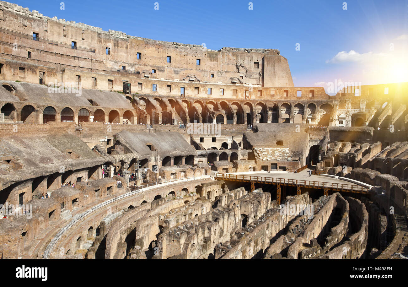 sunset over the ancient Colosseum. Rome. Italy Stock Photo - Alamy