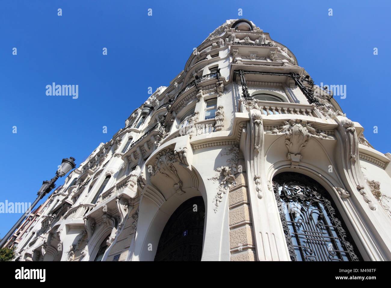 Mediterranean architecture in Madrid, Spain. Old apartment building ...