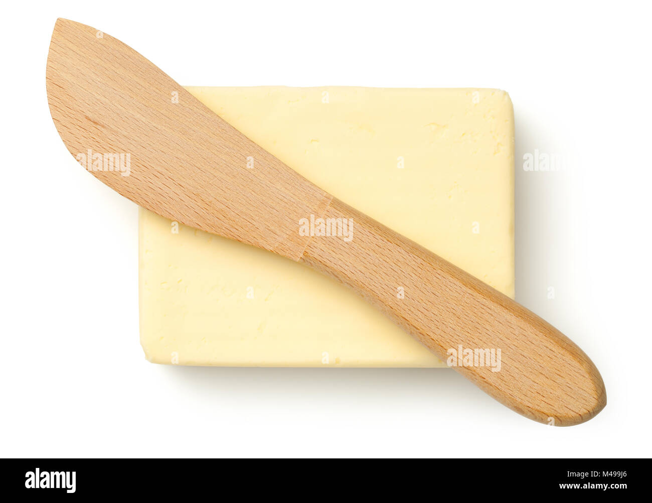 Butter with knife isolated on white background. Top view Stock Photo ...