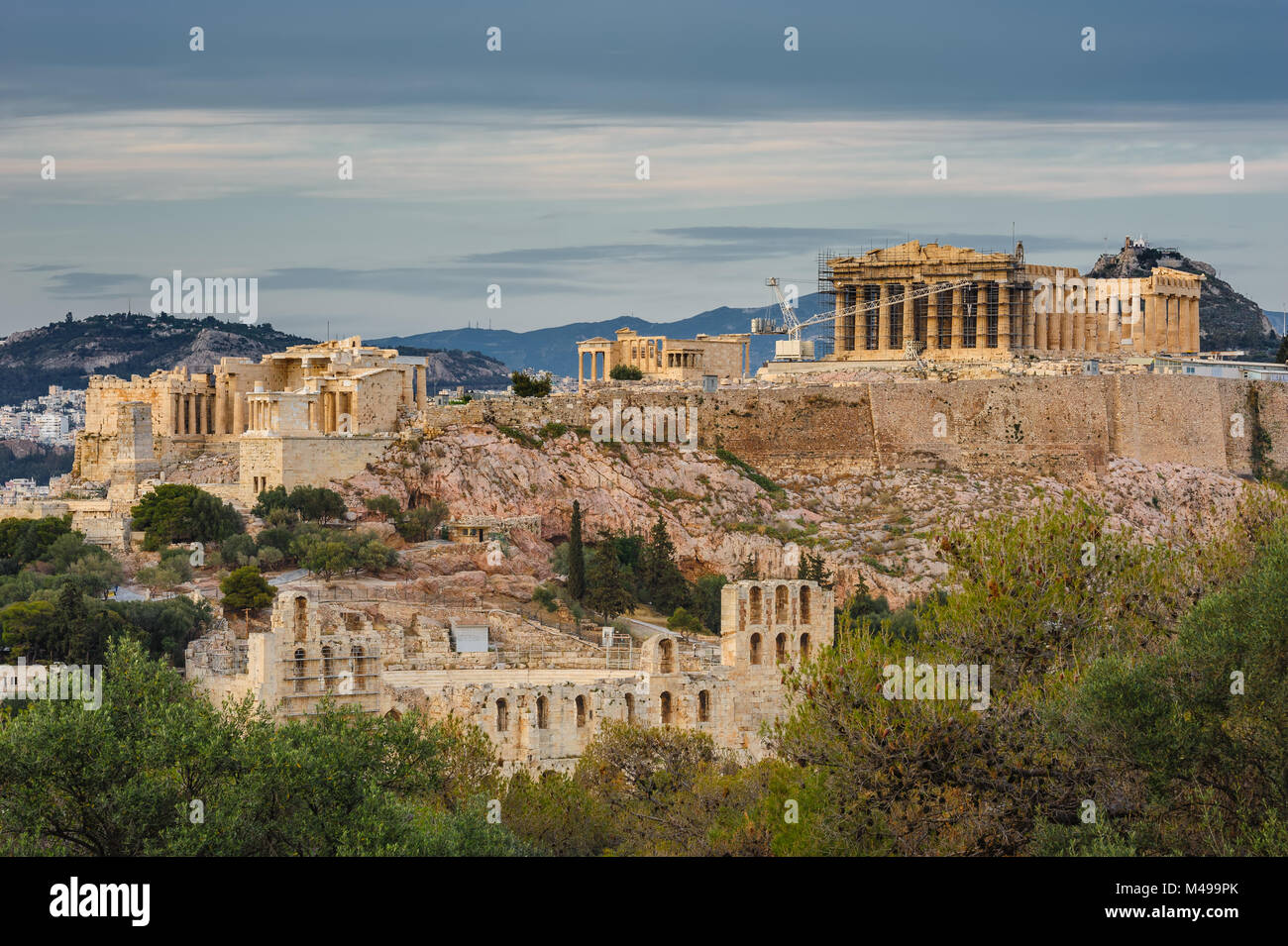 acropolis in rays of sunset Stock Photo - Alamy