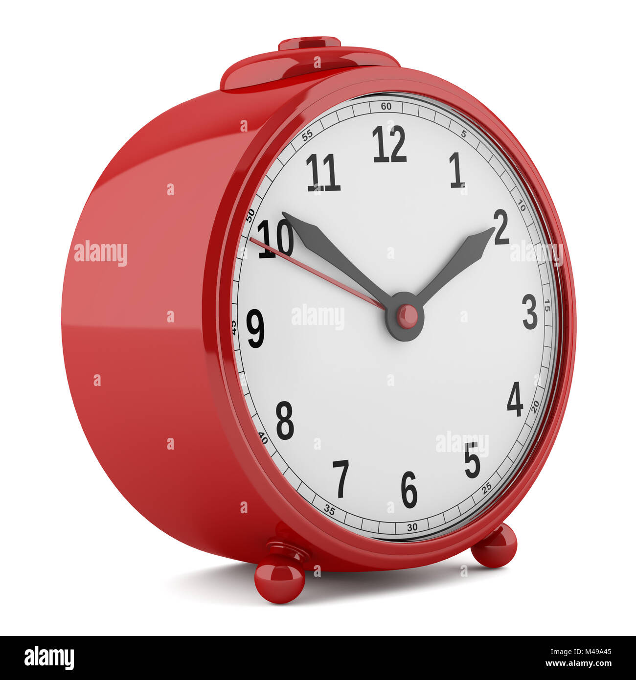 red alarm clock isolated on white background Stock Photo - Alamy