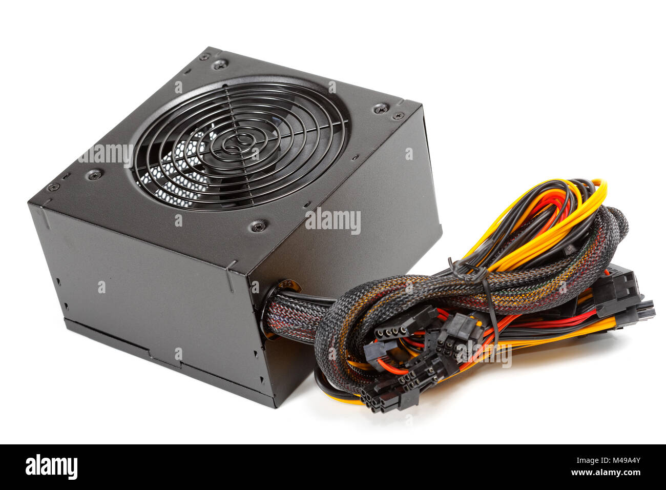 the power supply for the computer isolated on white background Stock ...