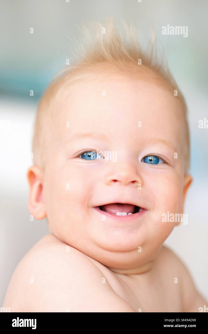 Newborn Baby Boy With Blue Eyes Stock Photo Image Of