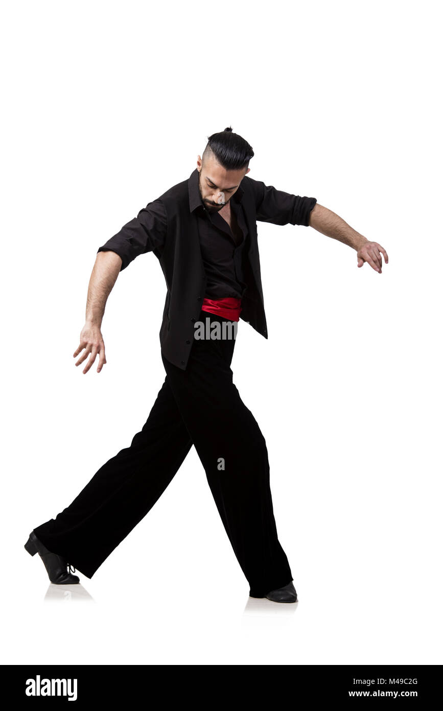 Man dancer dancing spanish dances isolated on white Stock Photo - Alamy