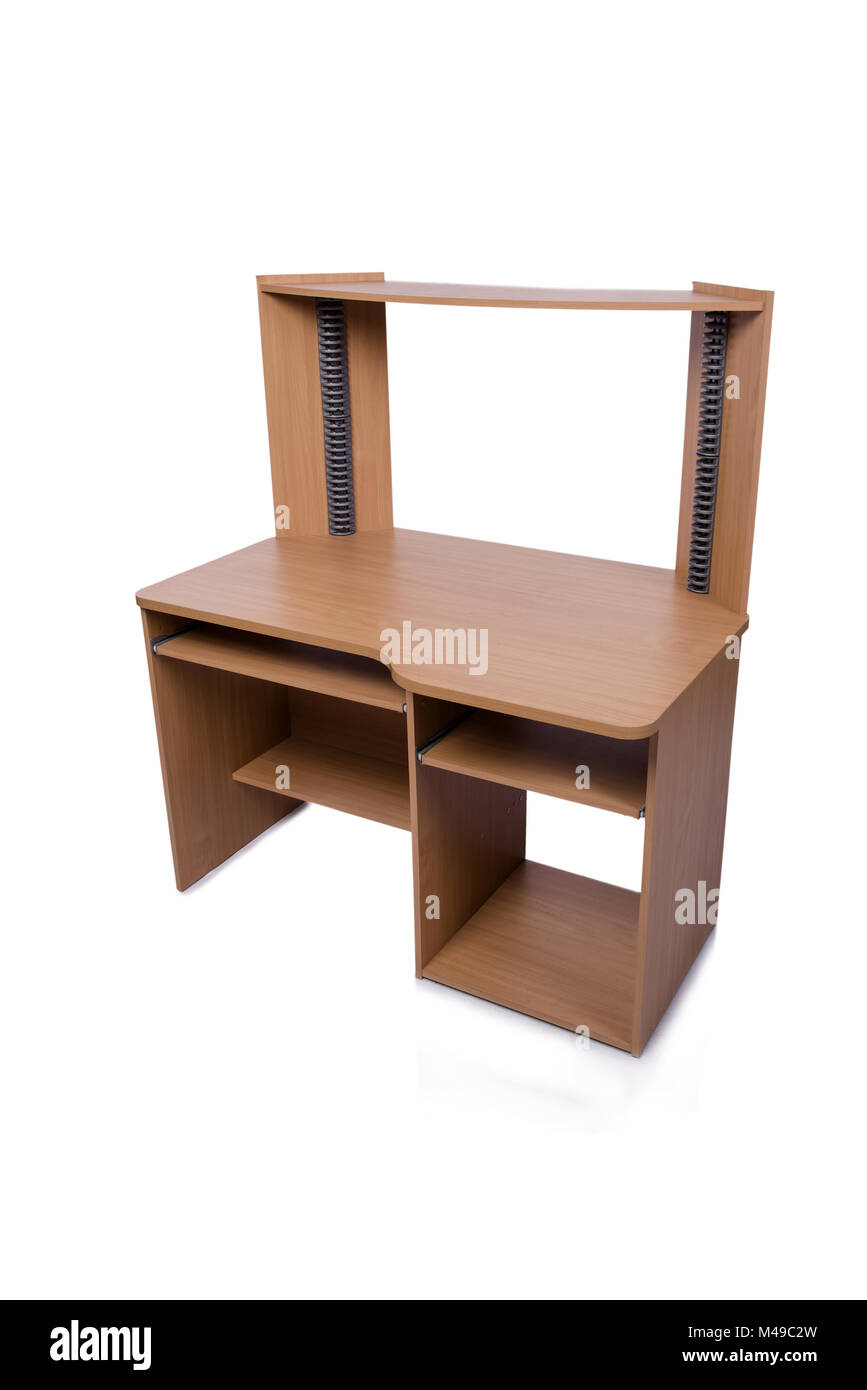 Computer home desk isolated on the white background Stock Photo - Alamy