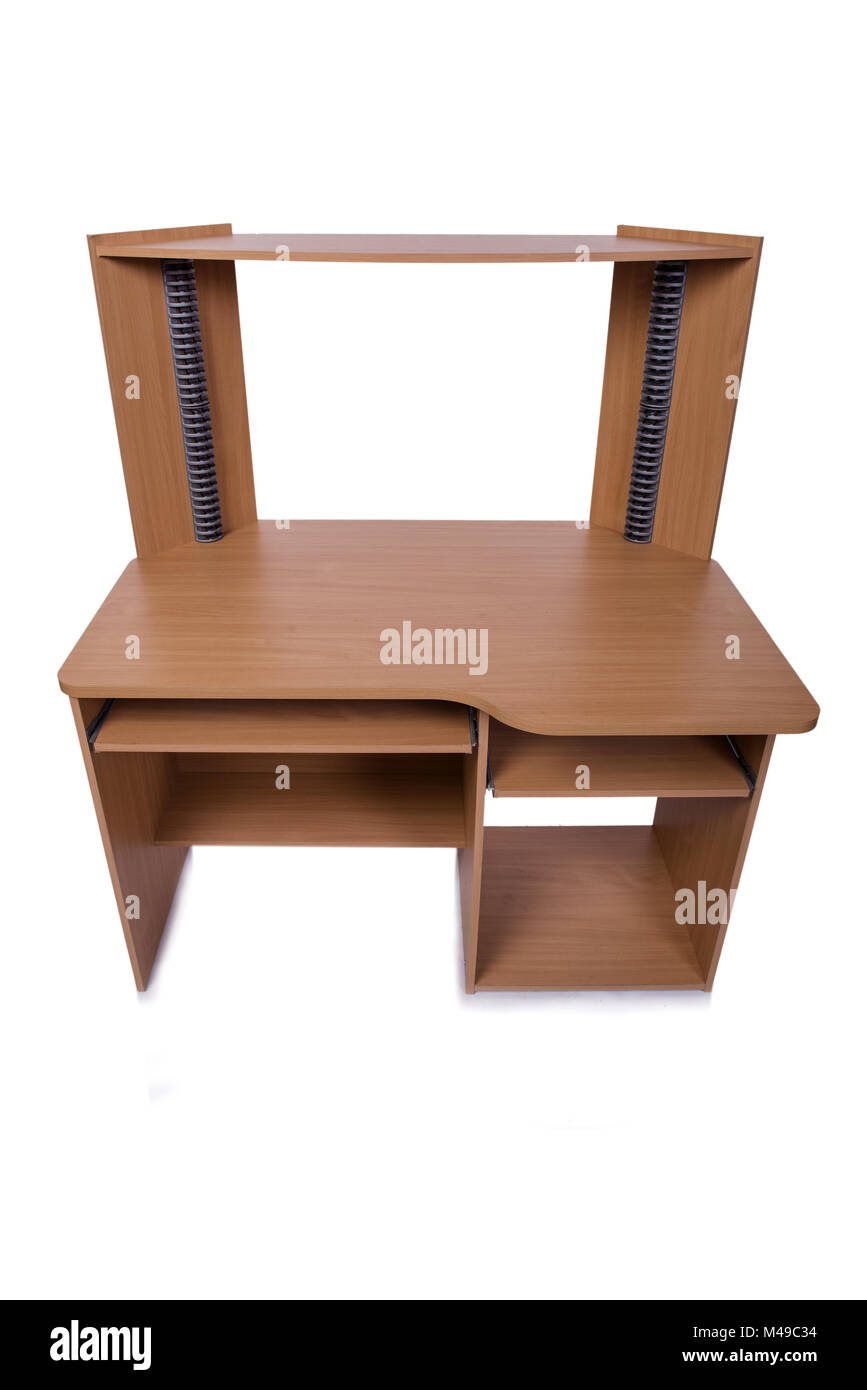 Computer home desk isolated on the white background Stock Photo - Alamy