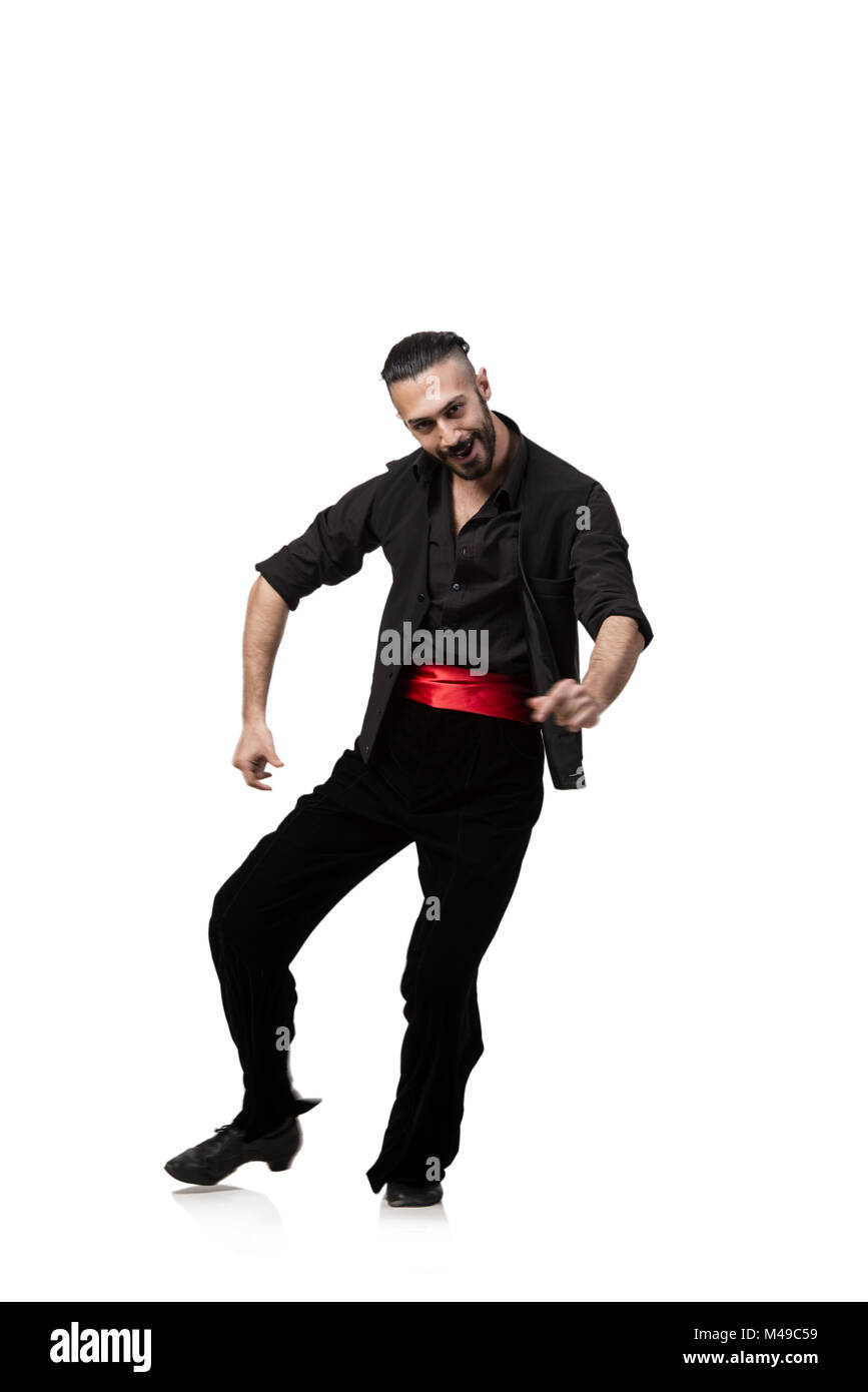 Man dancer dancing spanish dances isolated on white Stock Photo - Alamy