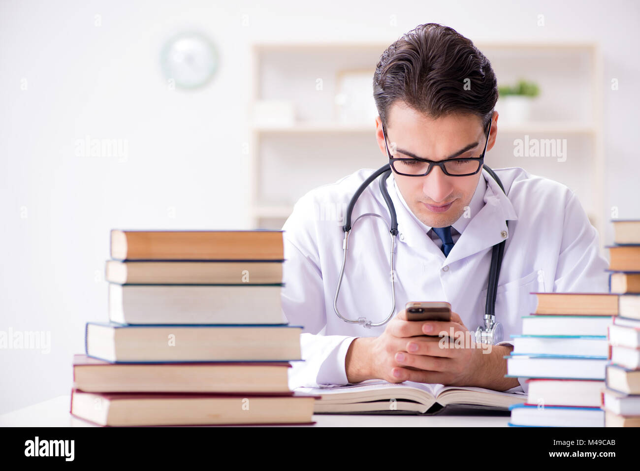Medical student preparing for university exams Stock Photo - Alamy