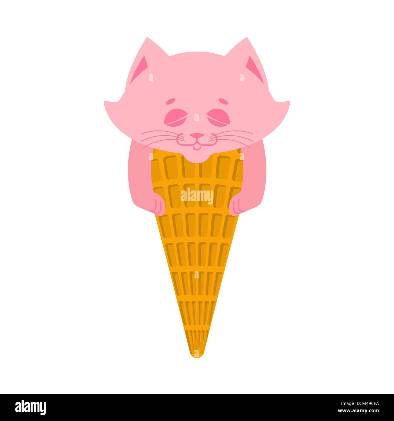 Ice cream cat. Kitten is dessert. Home pet food Stock Vector Image ...