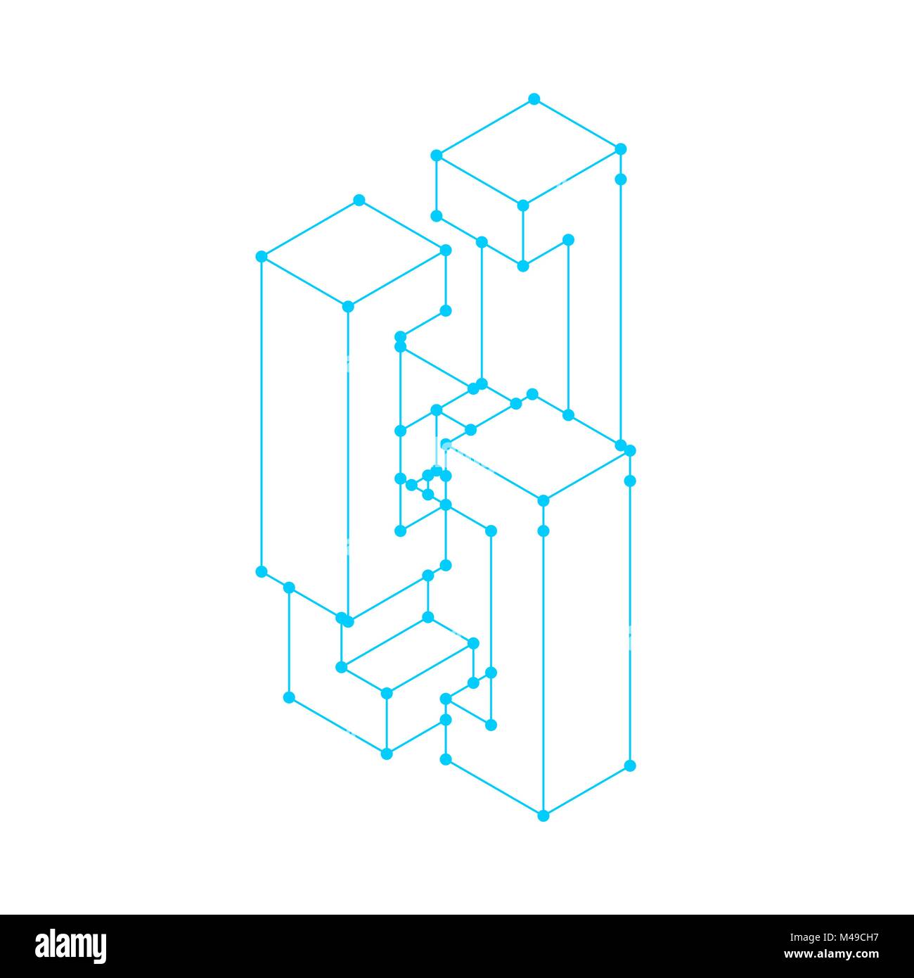 Blockchain network isolated. Cyber concept matrix. Block chain vector ...