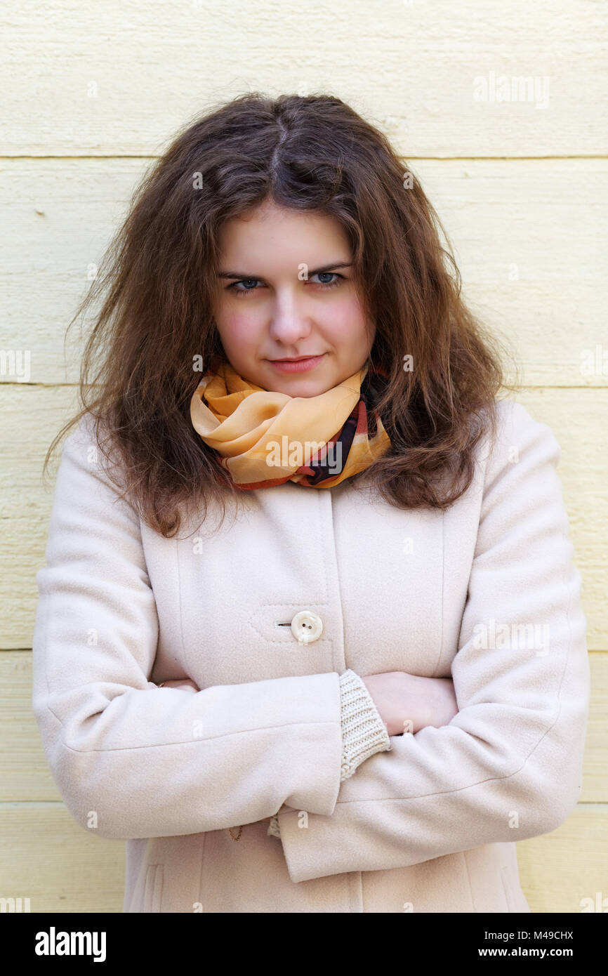 portrait of a girl close-up with a malicious expression Stock Photo - Alamy