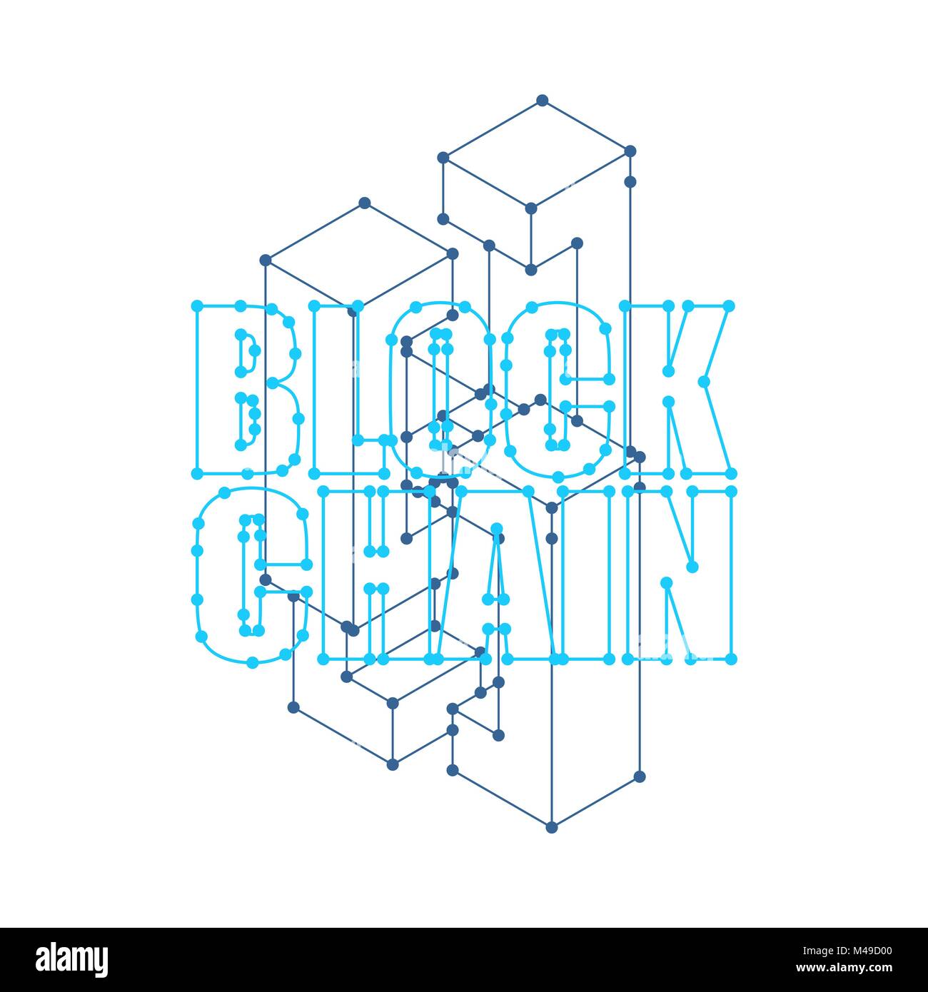 Blockchain network isolated. Cyber concept matrix. Block chain vector ...