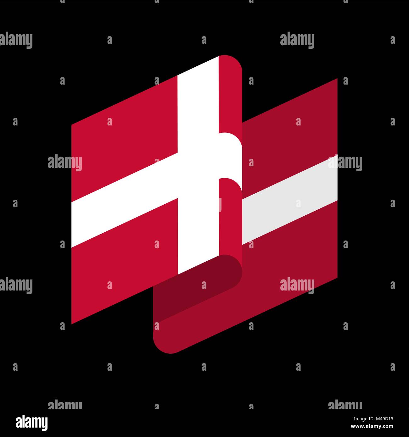 Denmark Flag isolated. Danish ribbon banner. state symbol Stock Vector ...