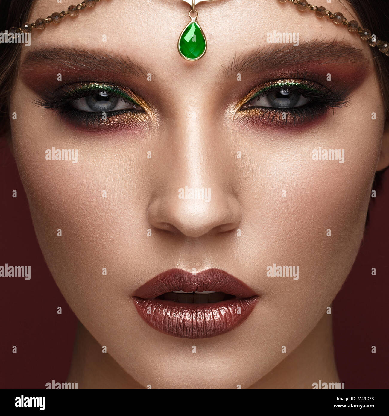 Beautiful girl with creative colorful makeup. Beauty face Stock Photo ...