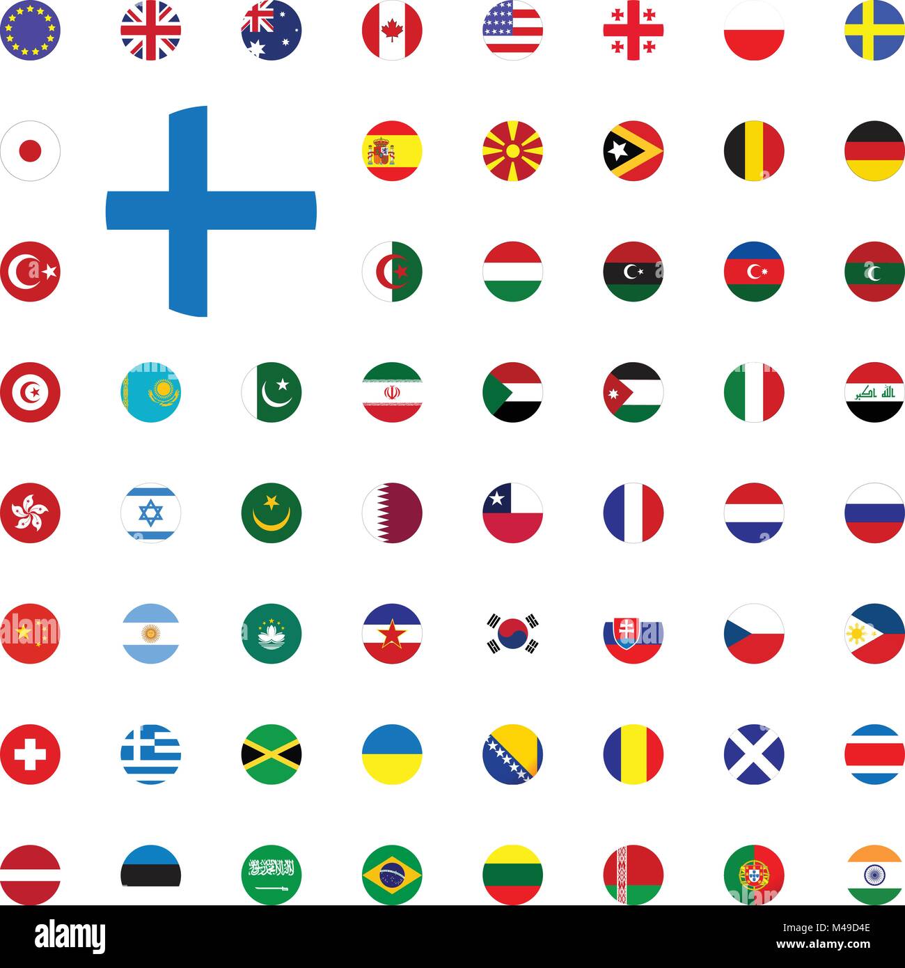 Finland round flag icon. Round World Flags Vector illustration Icons ...