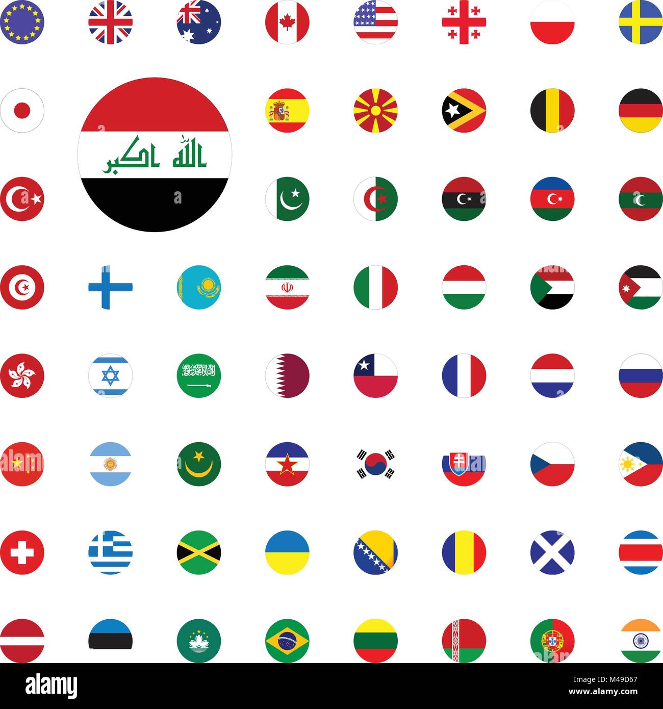 Iraq round flag icon. Round World Flags Vector illustration Icons Set ...
