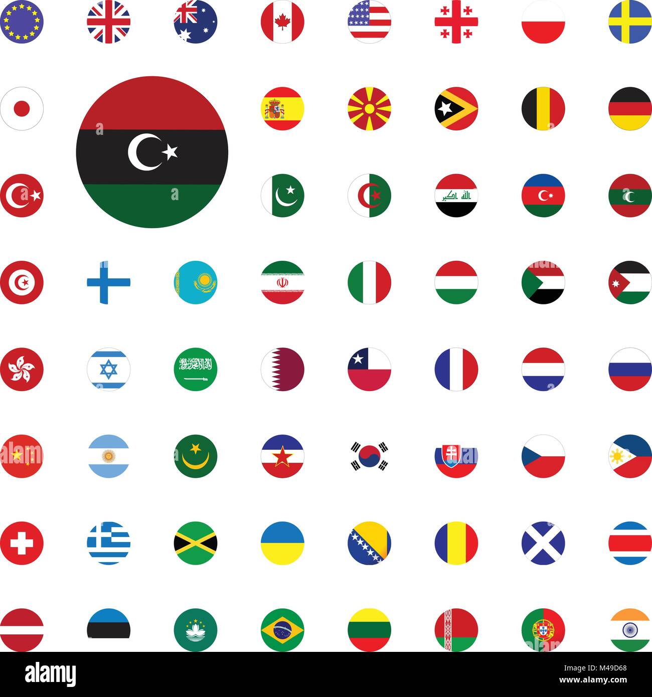 Libya round flag icon. Round World Flags Vector illustration Icons Set ...