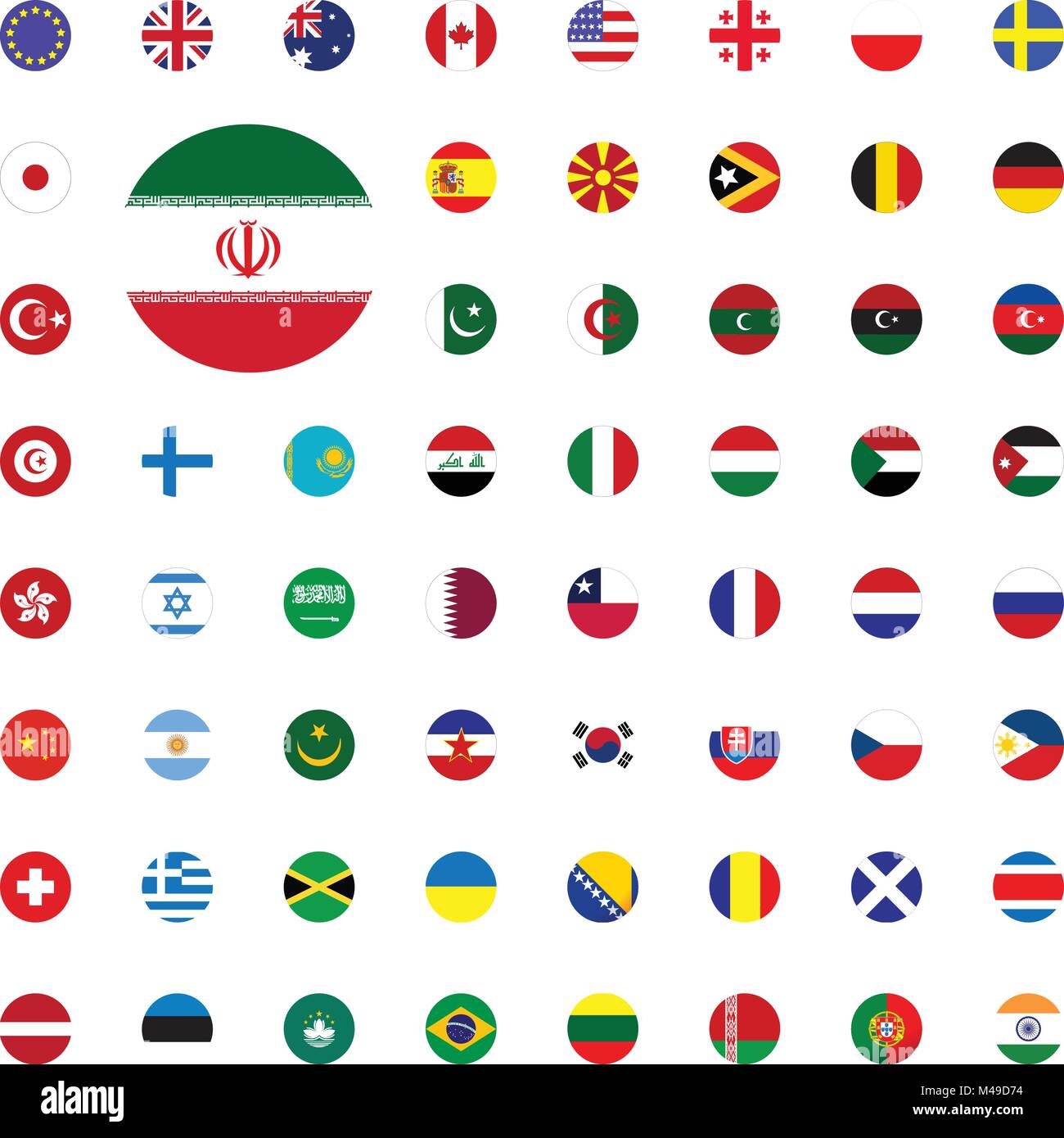 Iran round flag icon. Round World Flags Vector illustration Icons Set ...