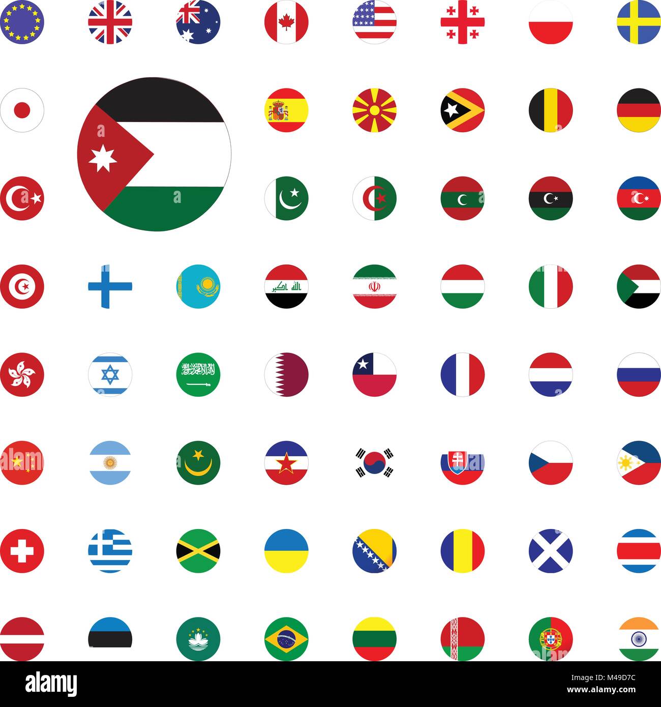 Jordan round flag icon. Round World Flags Vector illustration Icons Set ...
