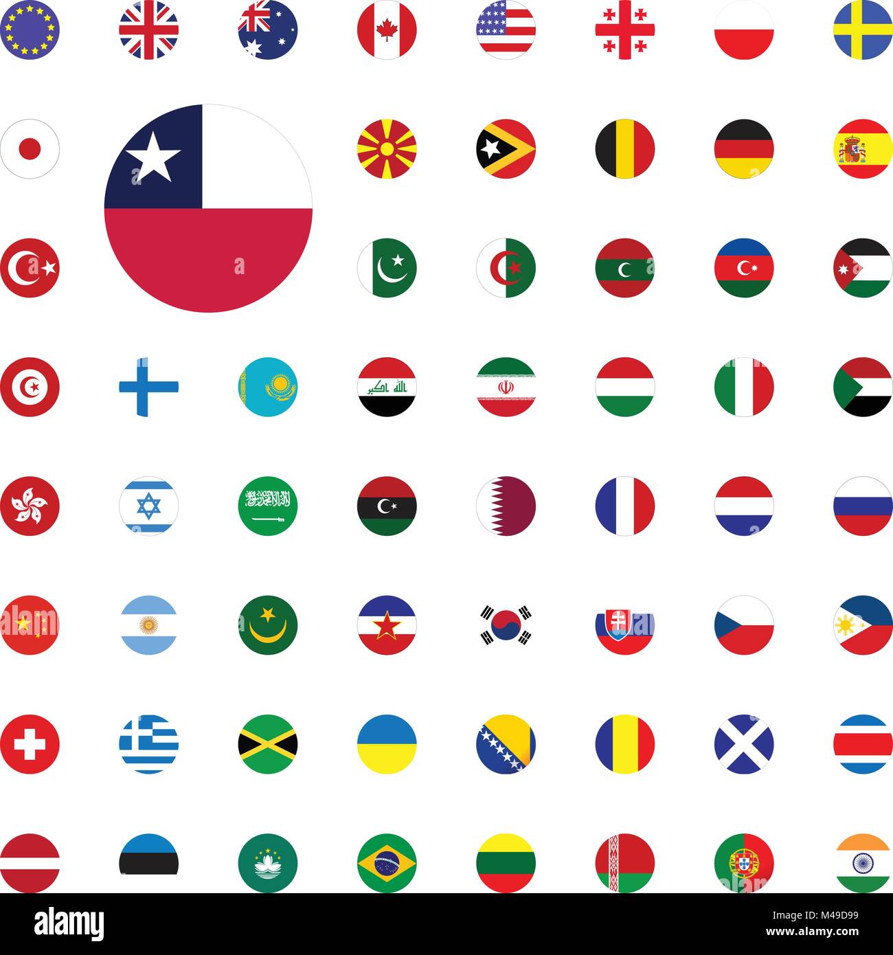Chile round flag icon. Round World Flags Vector illustration Icons Set ... Chile round flag icon. Round World Flags Vector illustration Icons Set ...
