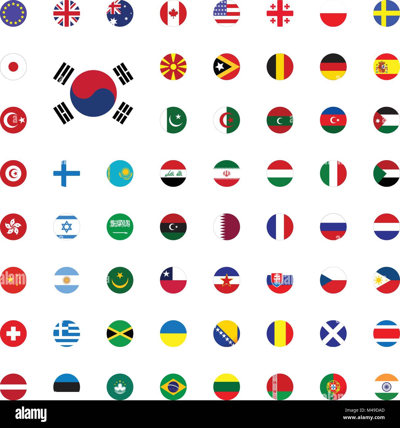 South Korea round flag icon. Round World Flags Vector illustration ... South Korea round flag icon. Round World Flags Vector illustration ...