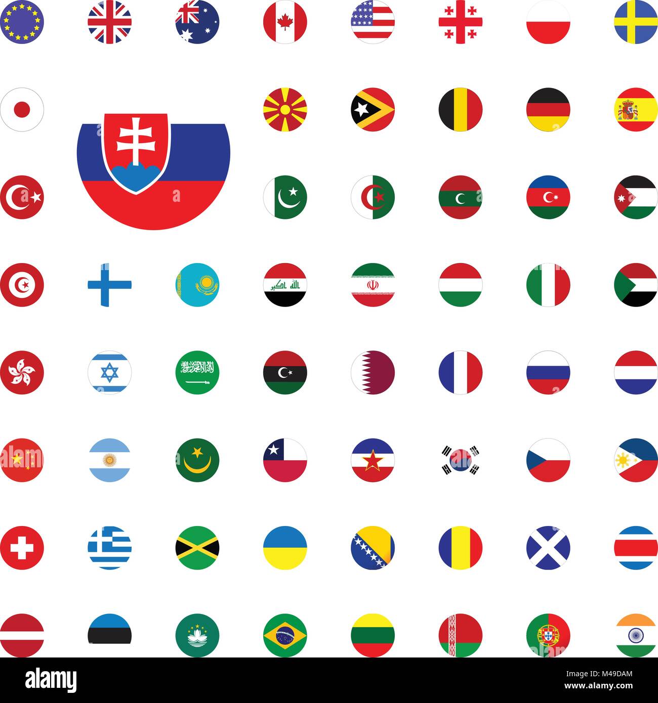 Slovak Republic round flag icon. Round World Flags Vector illustration ...