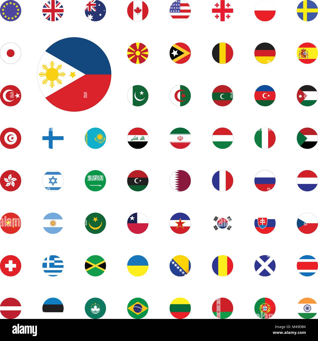 Phillipines round flag icon. Round World Flags Vector illustration ...