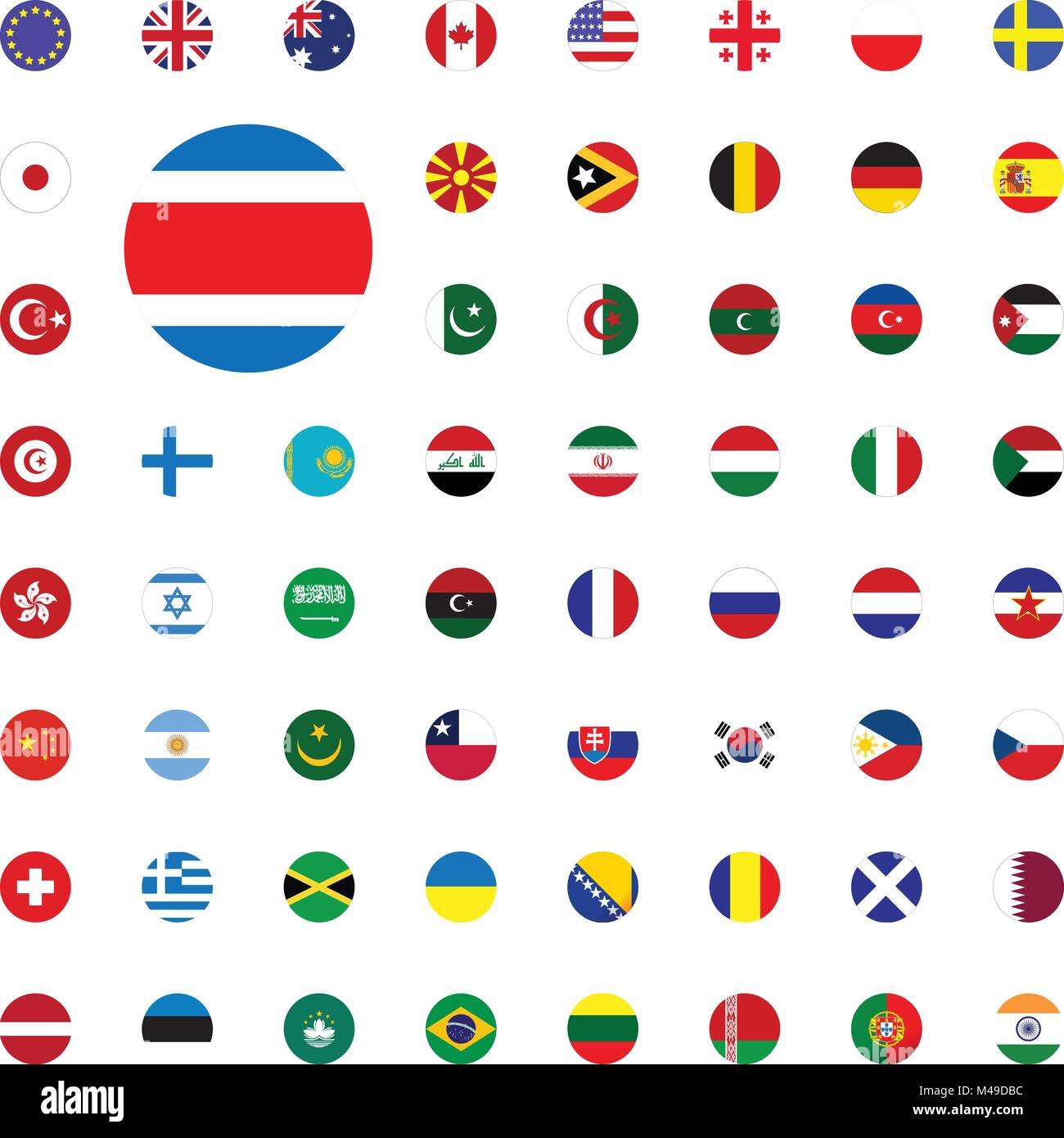 Costa Rica round flag icon. Round World Flags Vector illustration Icons ...