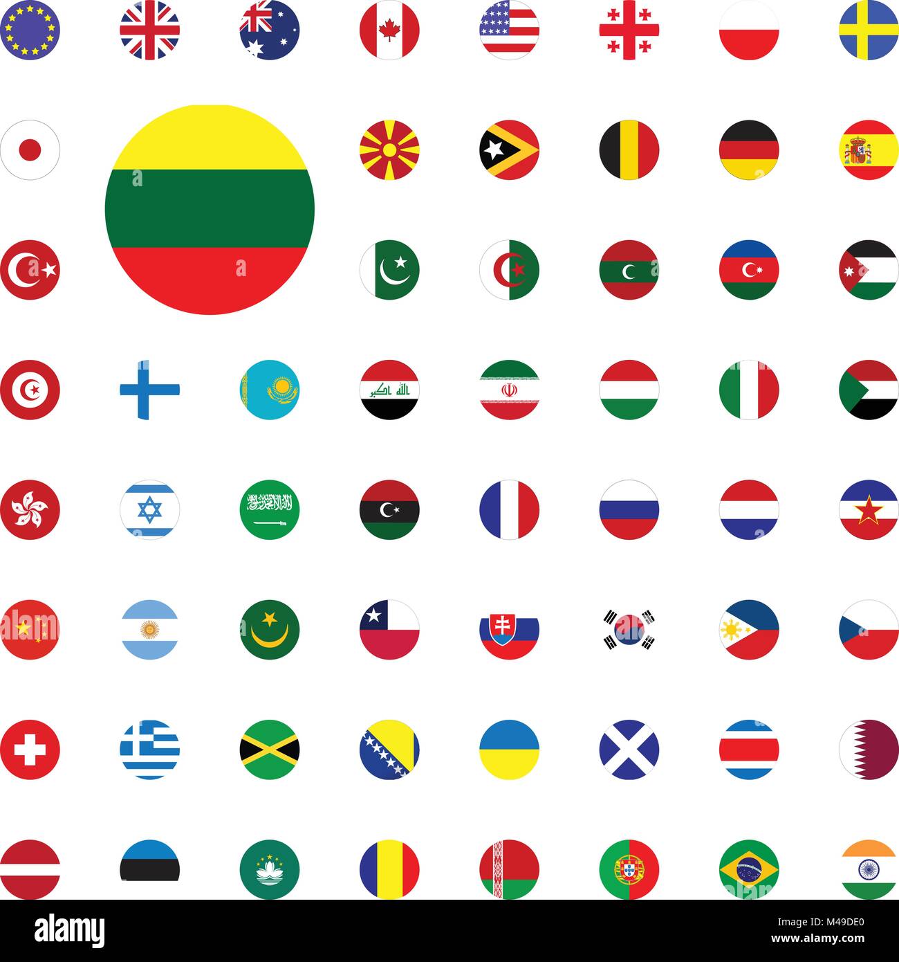 Lithuania round flag icon. Round World Flags Vector illustration Icons ...