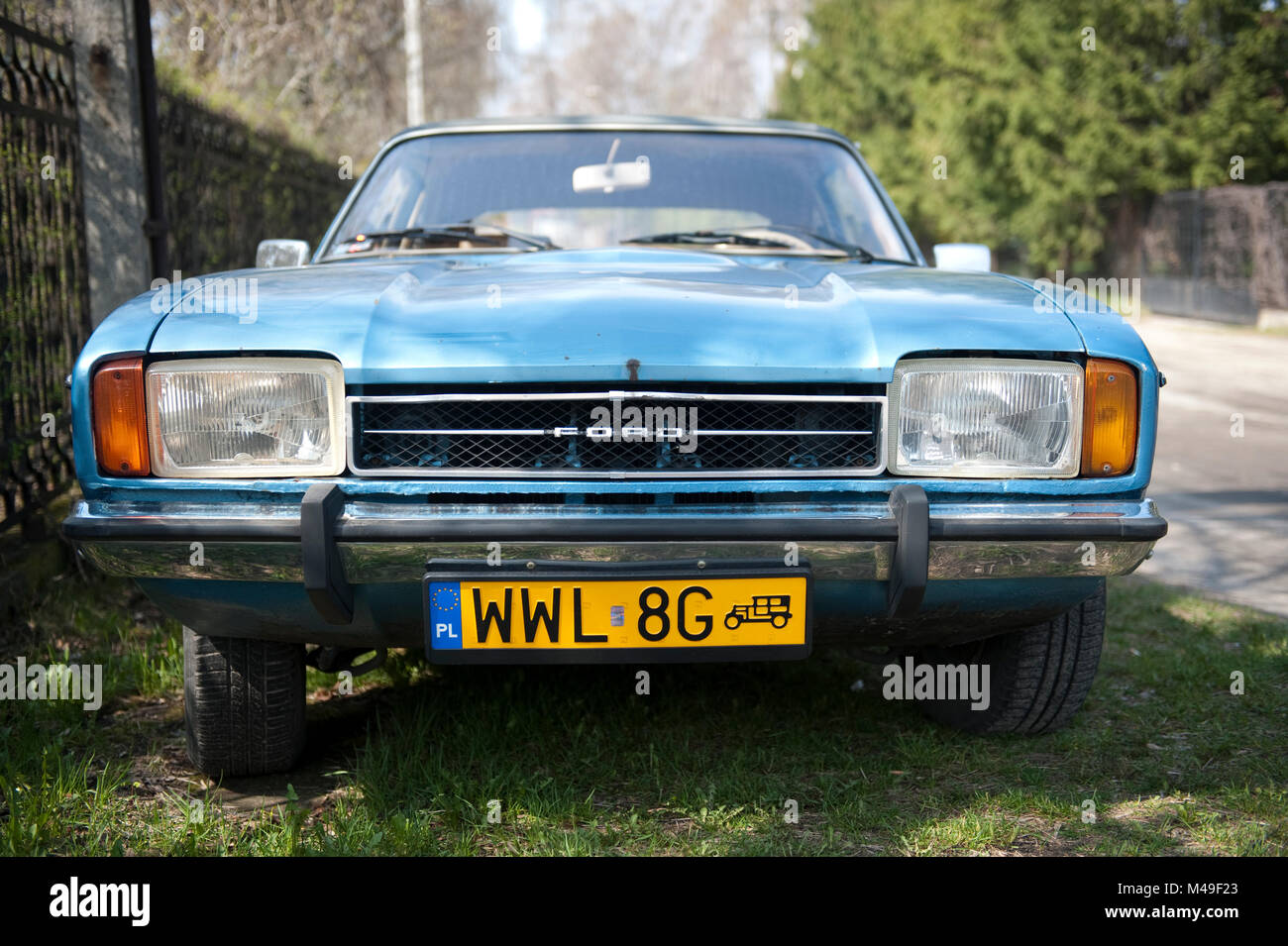 A vintage blue Ford Capri Mark 2 two door coupe in Wolomin, Poland ...