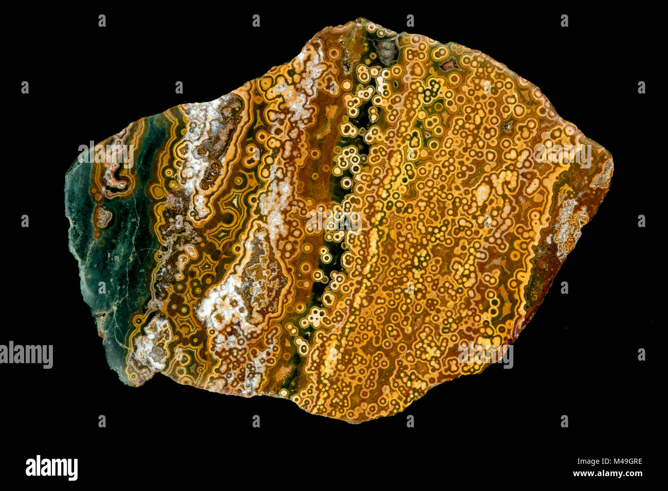 Spherulitic or orbicular chalcedony, 'ocean jasper', a cryptocrystaline ...