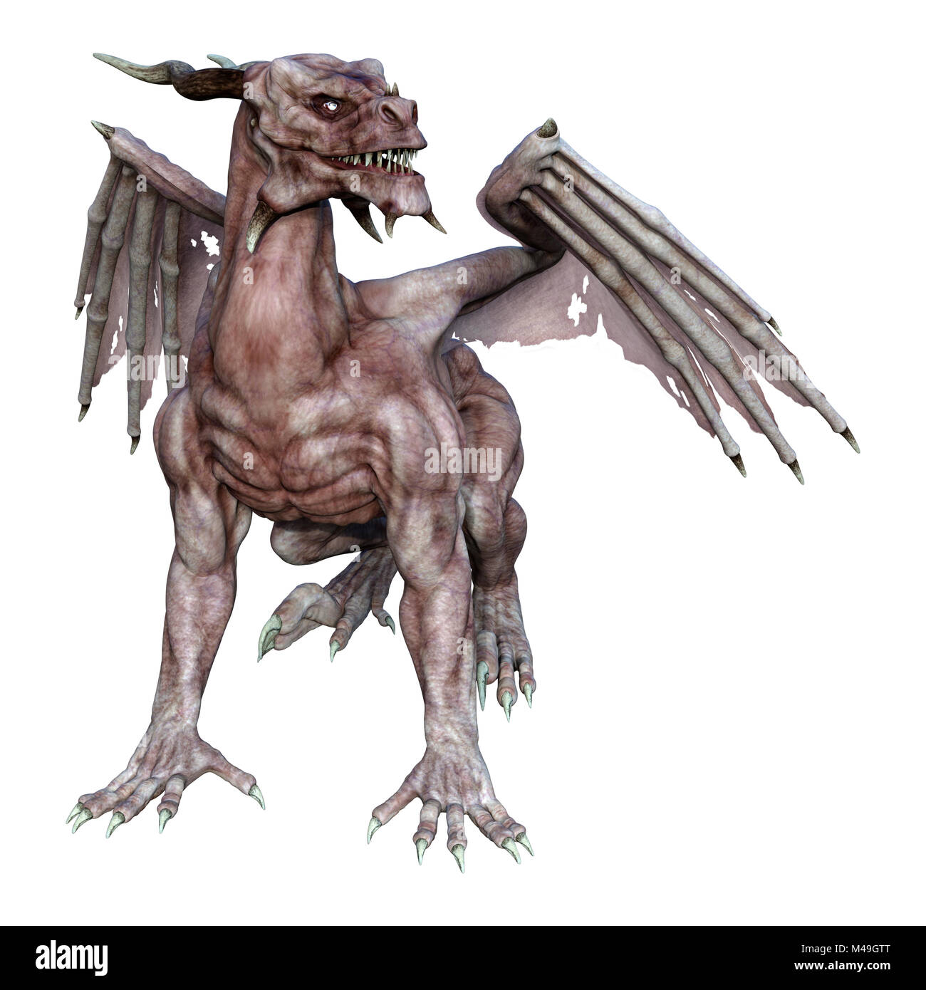 3D rendering of a fantasy vampire dragon isolated on white background ...