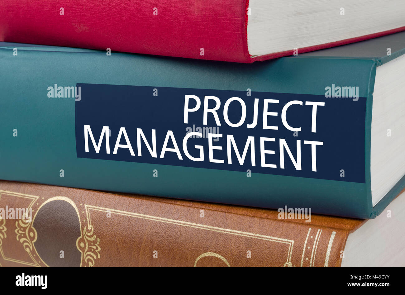 A book with the title Project Management written on the spine Stock ...