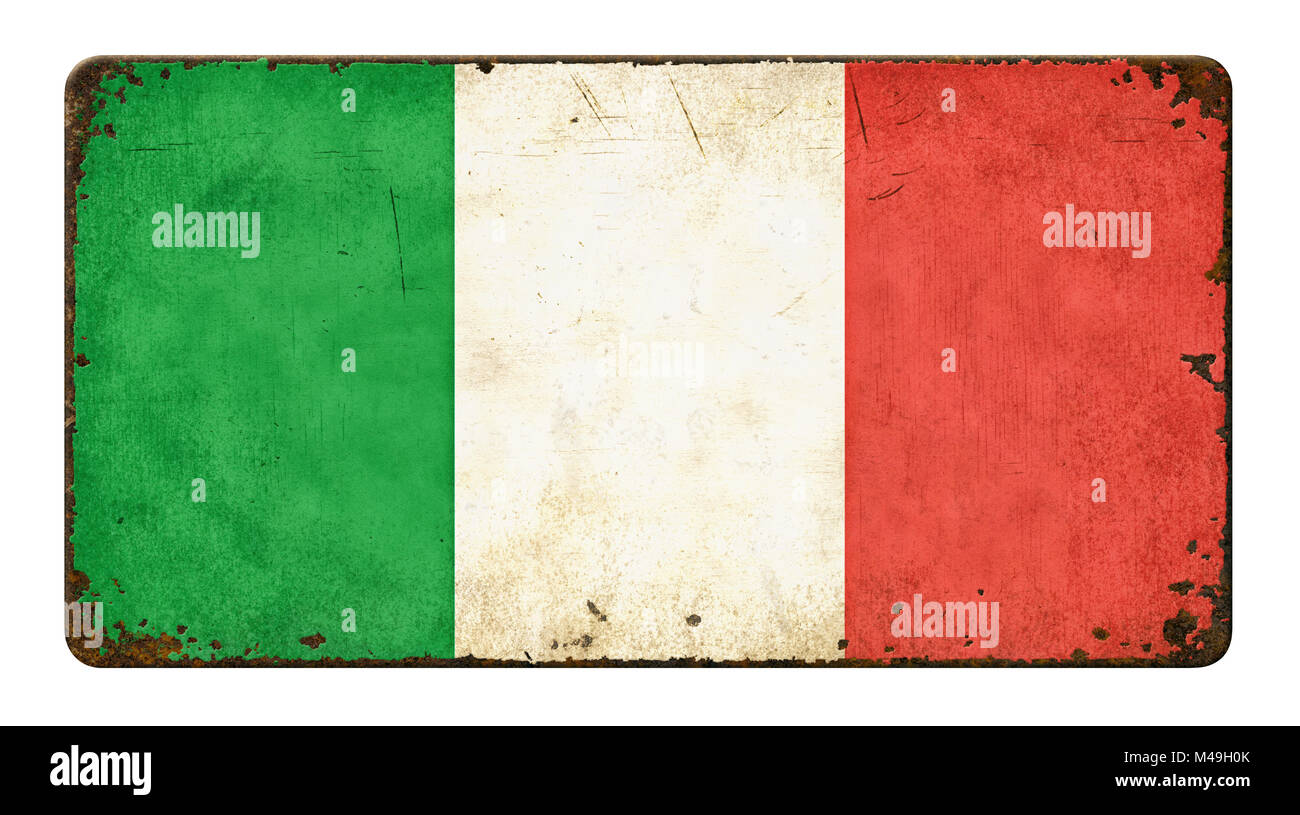 Vintage metal sign on a white background - Flag of Italy Stock Photo ...