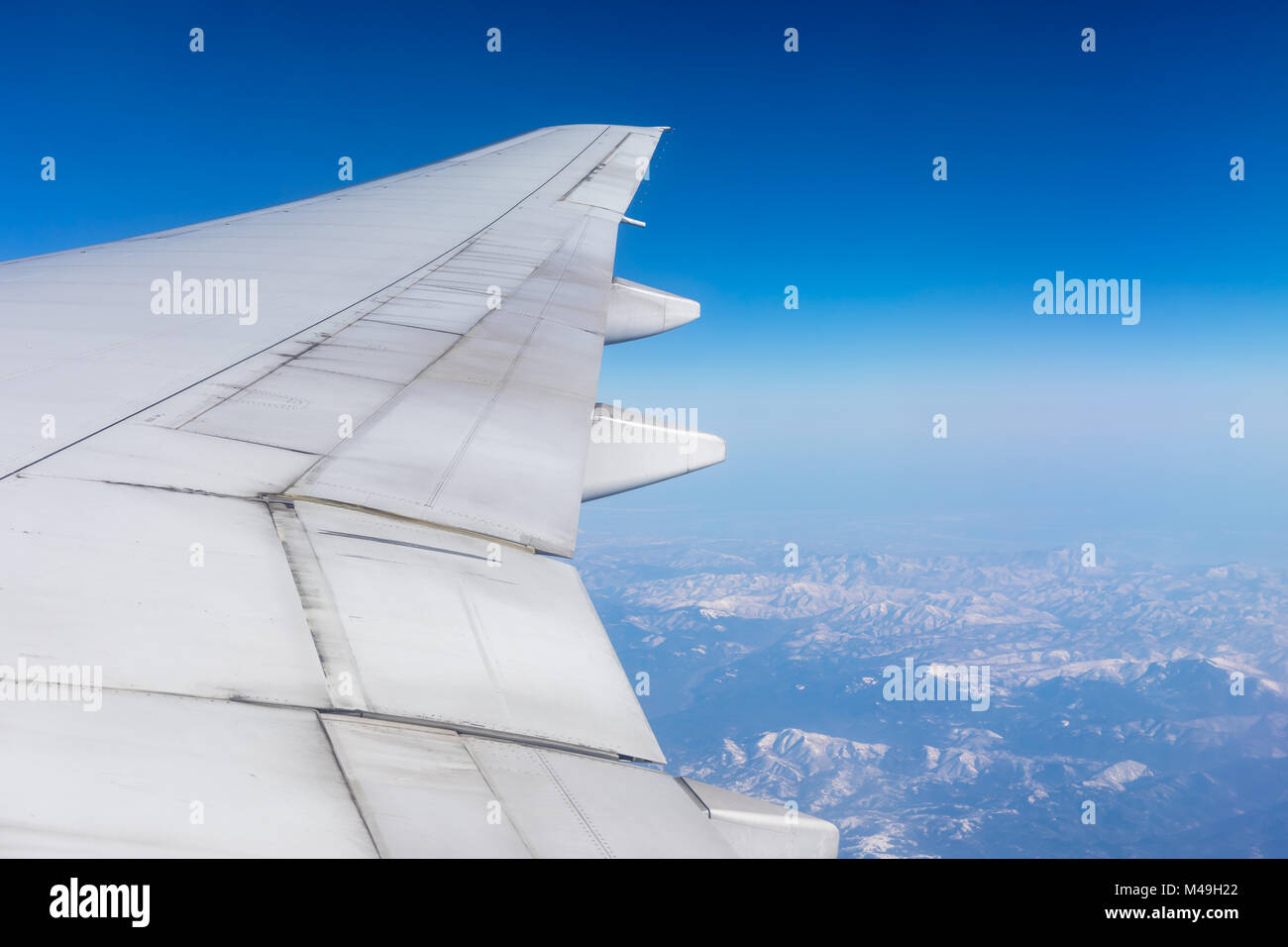 View from plane window; flying from Tokyo to Amsterdam Stock Photo - Alamy
