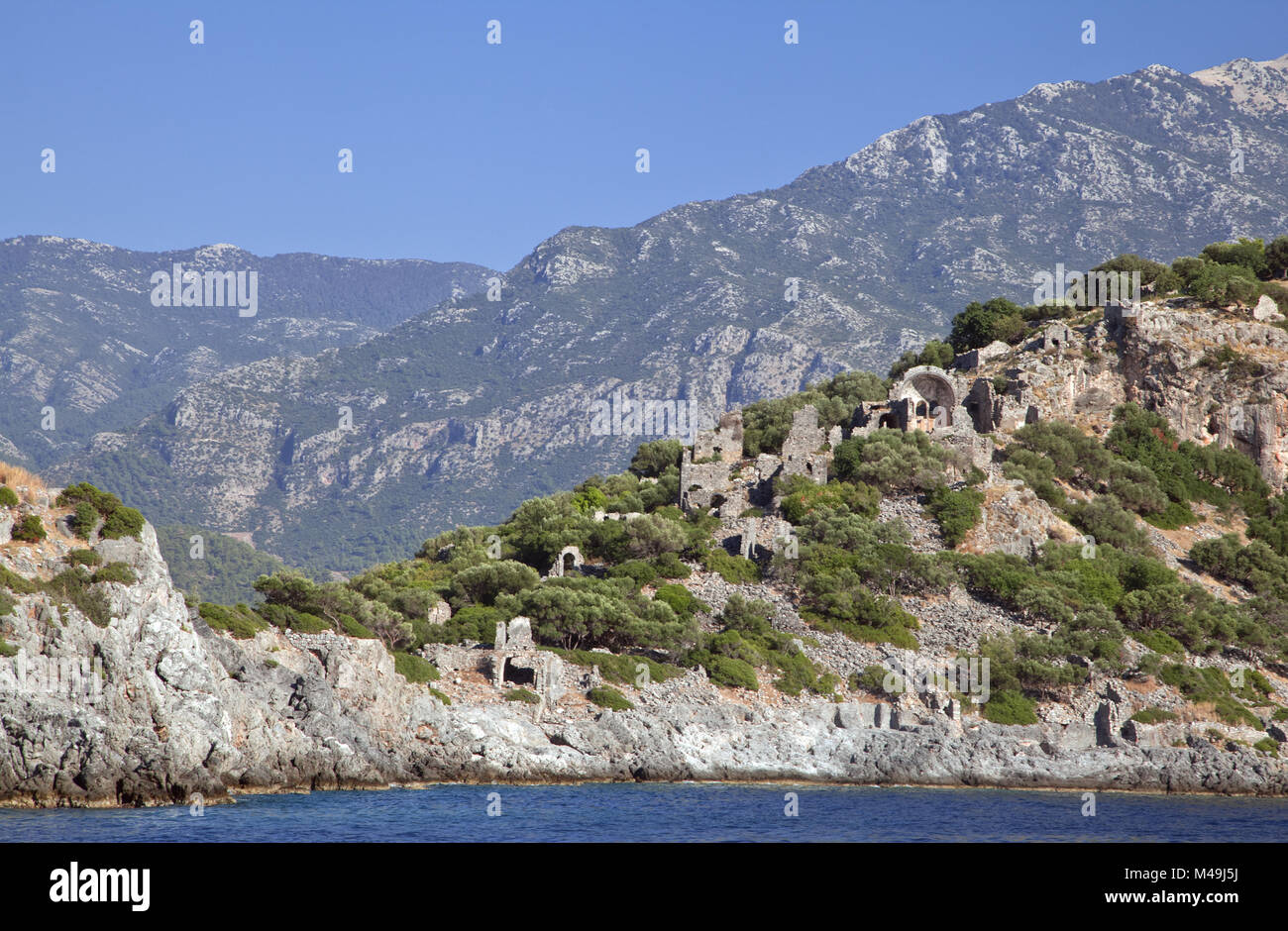 Gemiler Island with church of St. Nicholas, Turkey Stock Photo - Alamy