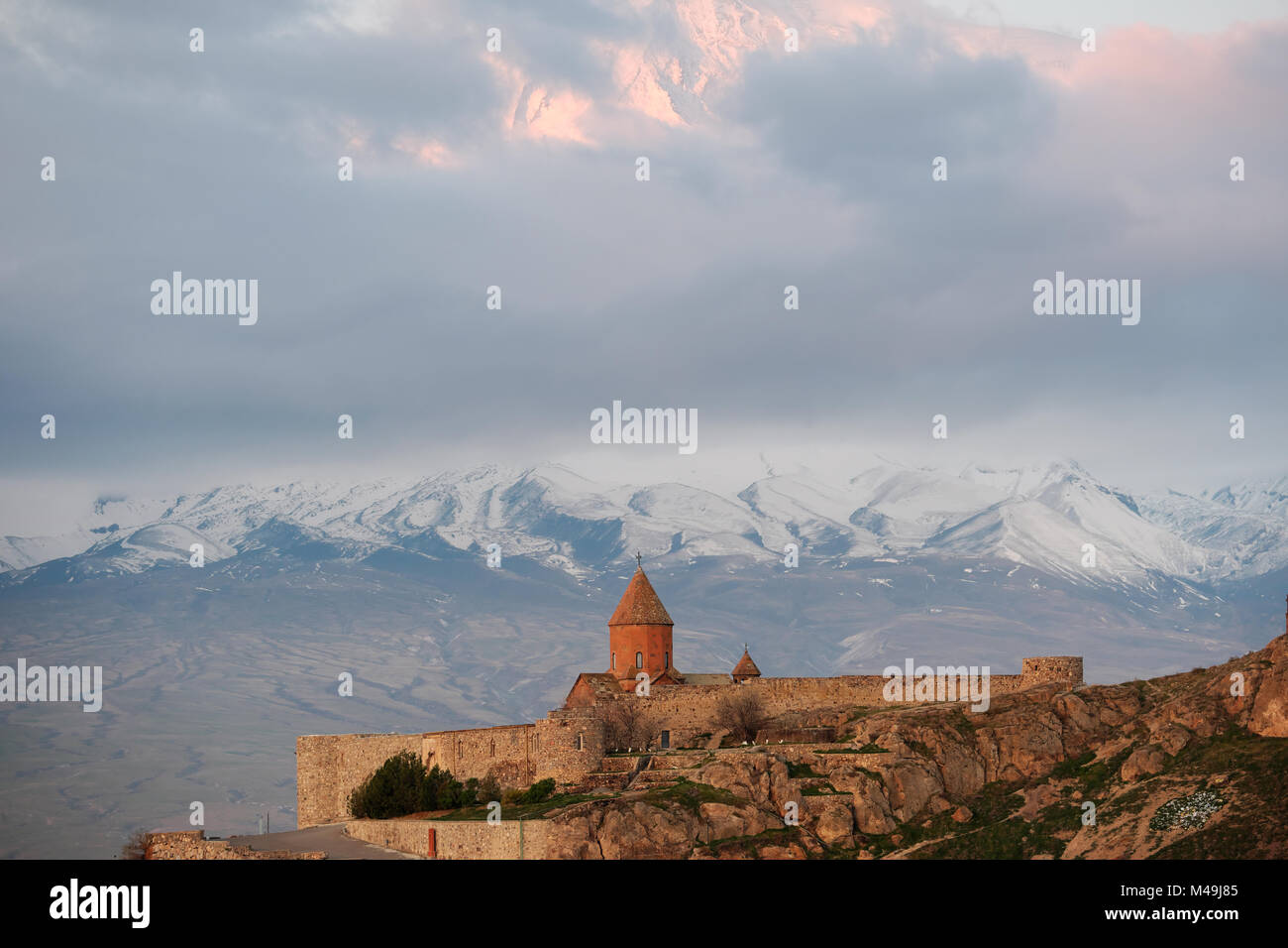 Ancient monastery in front of mountain Stock Photo - Alamy