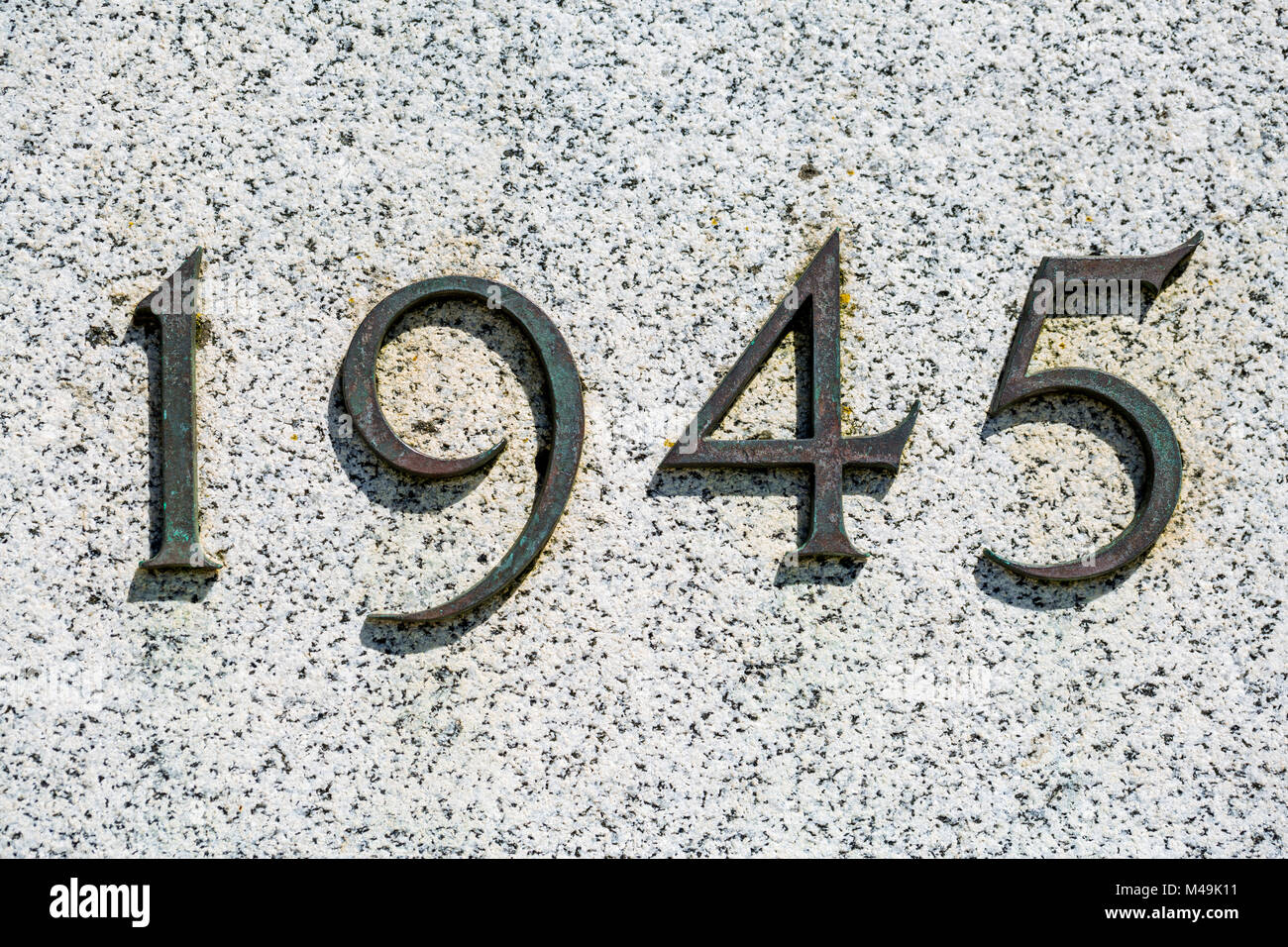 The year 1945 on a UK Public War Memorial Stock Photo - Alamy