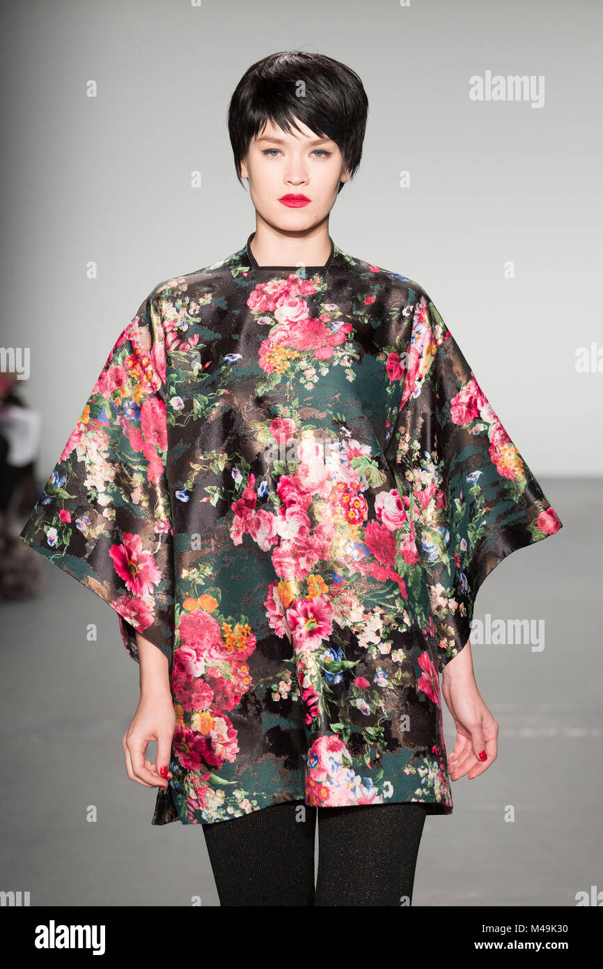 New York, United States. 13th Feb, 2018. Model walks runway for Zang ...