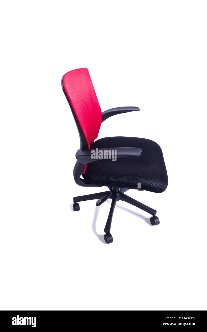 Red office chair isolated on the white background Stock Photo - Alamy