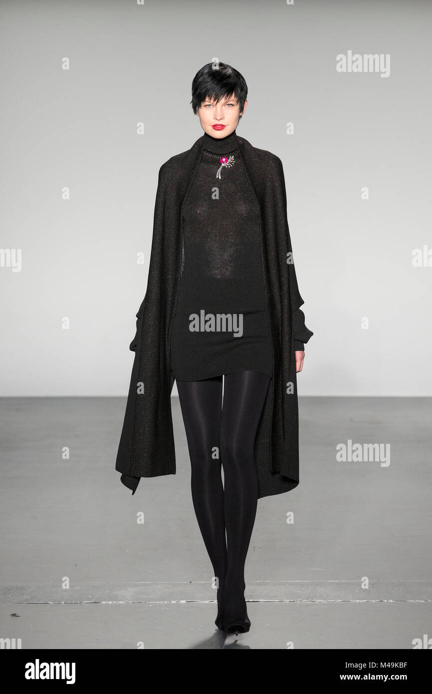 New York, United States. 13th Feb, 2018. Model walks runway for Zang ...