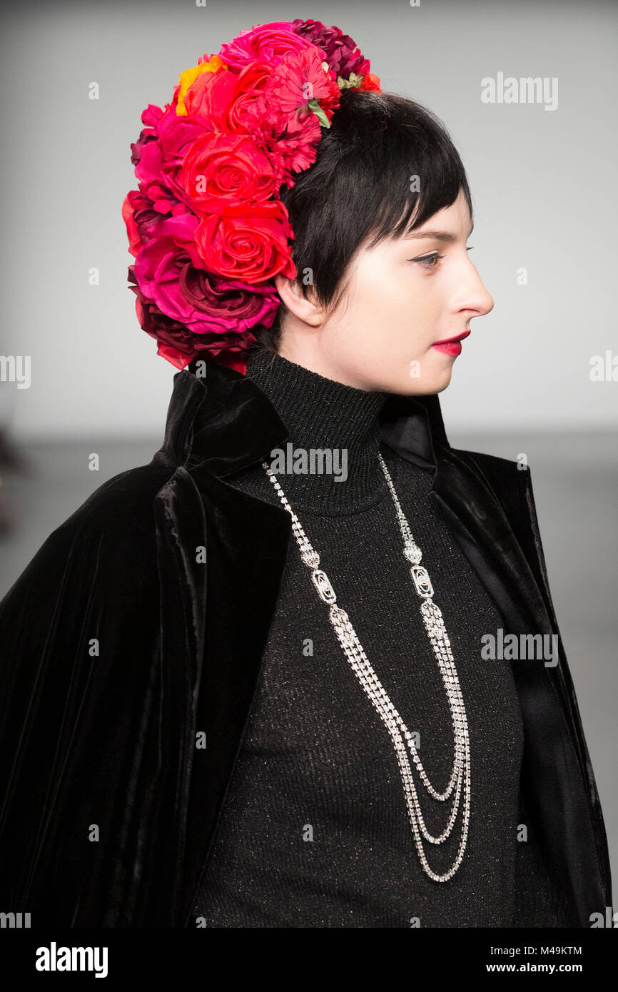 New York, United States. 13th Feb, 2018. Model walks runway for Zang ...