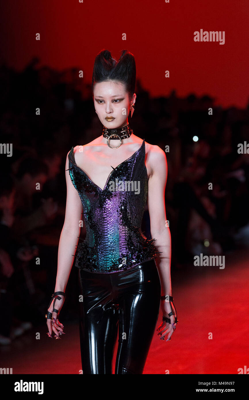 New York, United States. 13th Feb, 2018. Yue Han walks runway for The ...