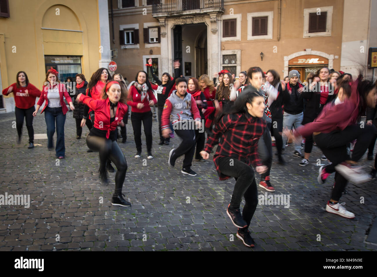 Rome, Italy. 14th Feb, 2018. Women dance in Piazza Montecitorio during ...