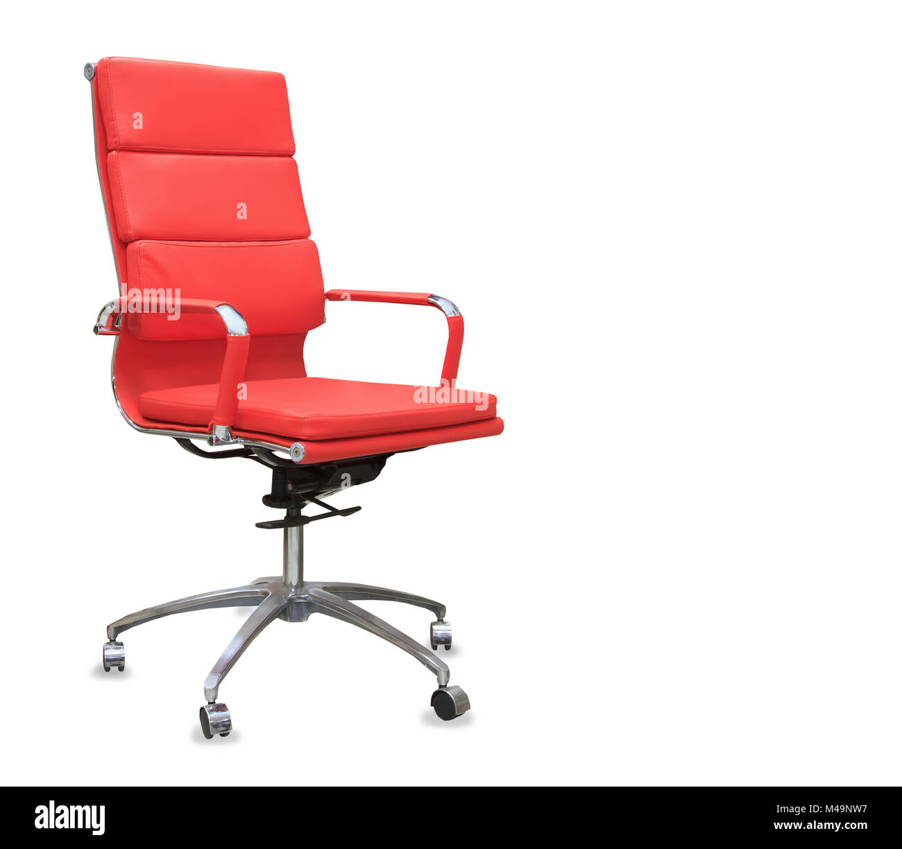 Modern office chair from red leather. Isolated Stock Photo - Alamy