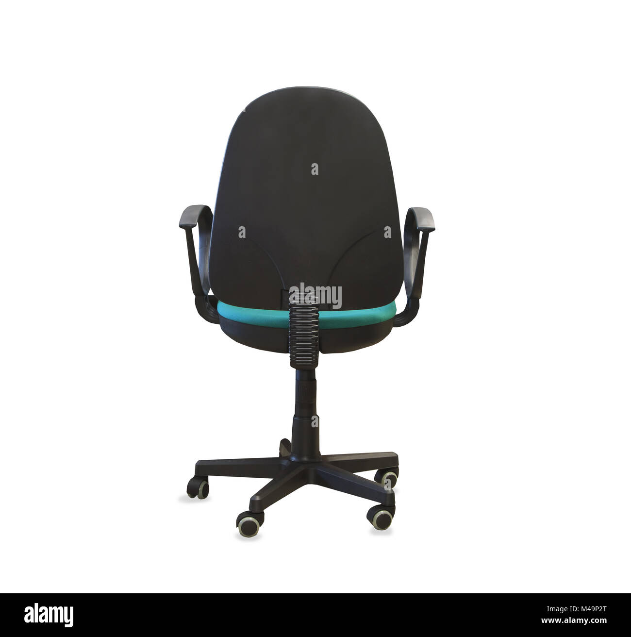 back view of modern office chair from green cloth. Isolated Stock Photo ...
