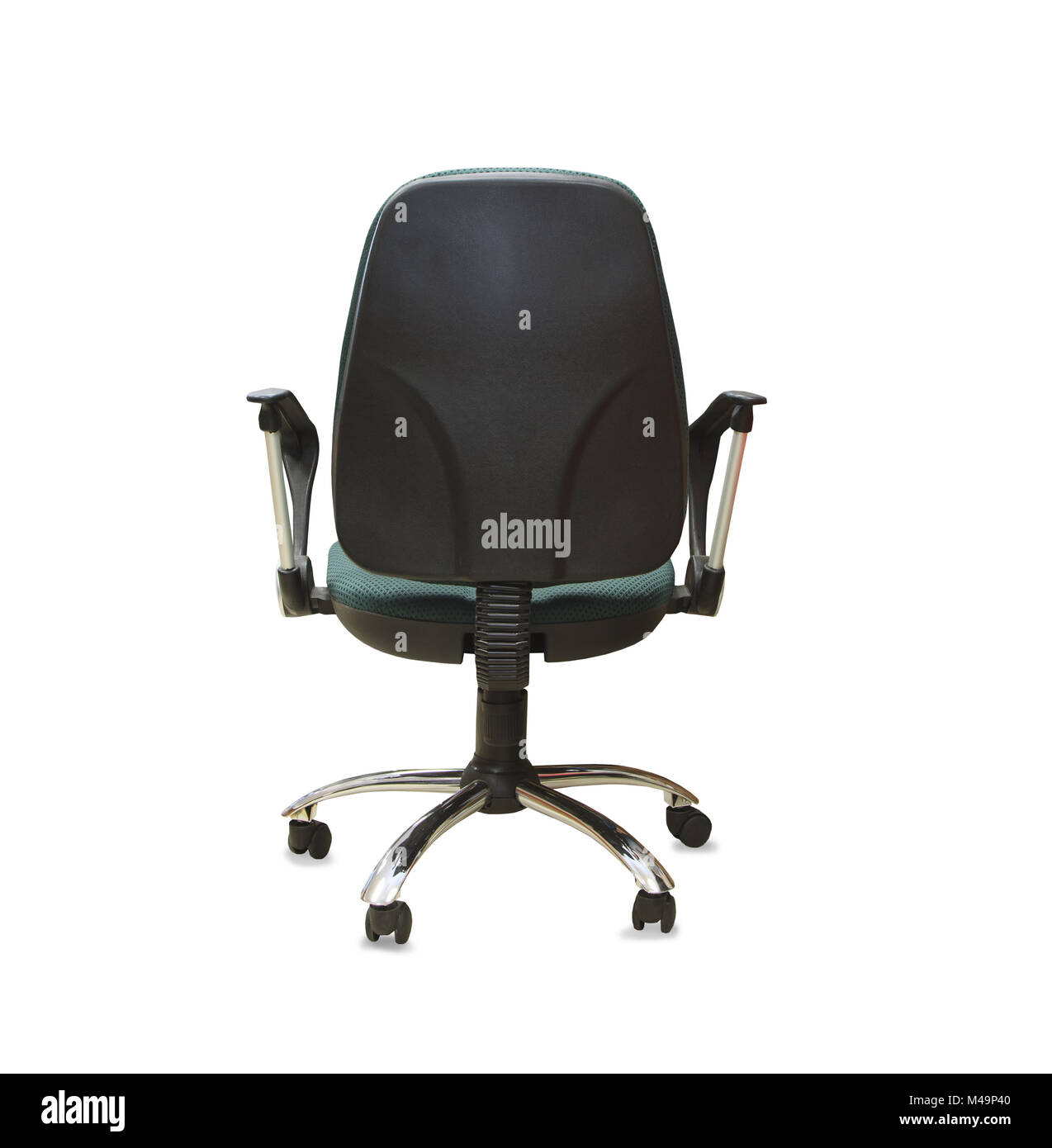 back view of modern office chair from gray cloth. Isolated Stock Photo ...